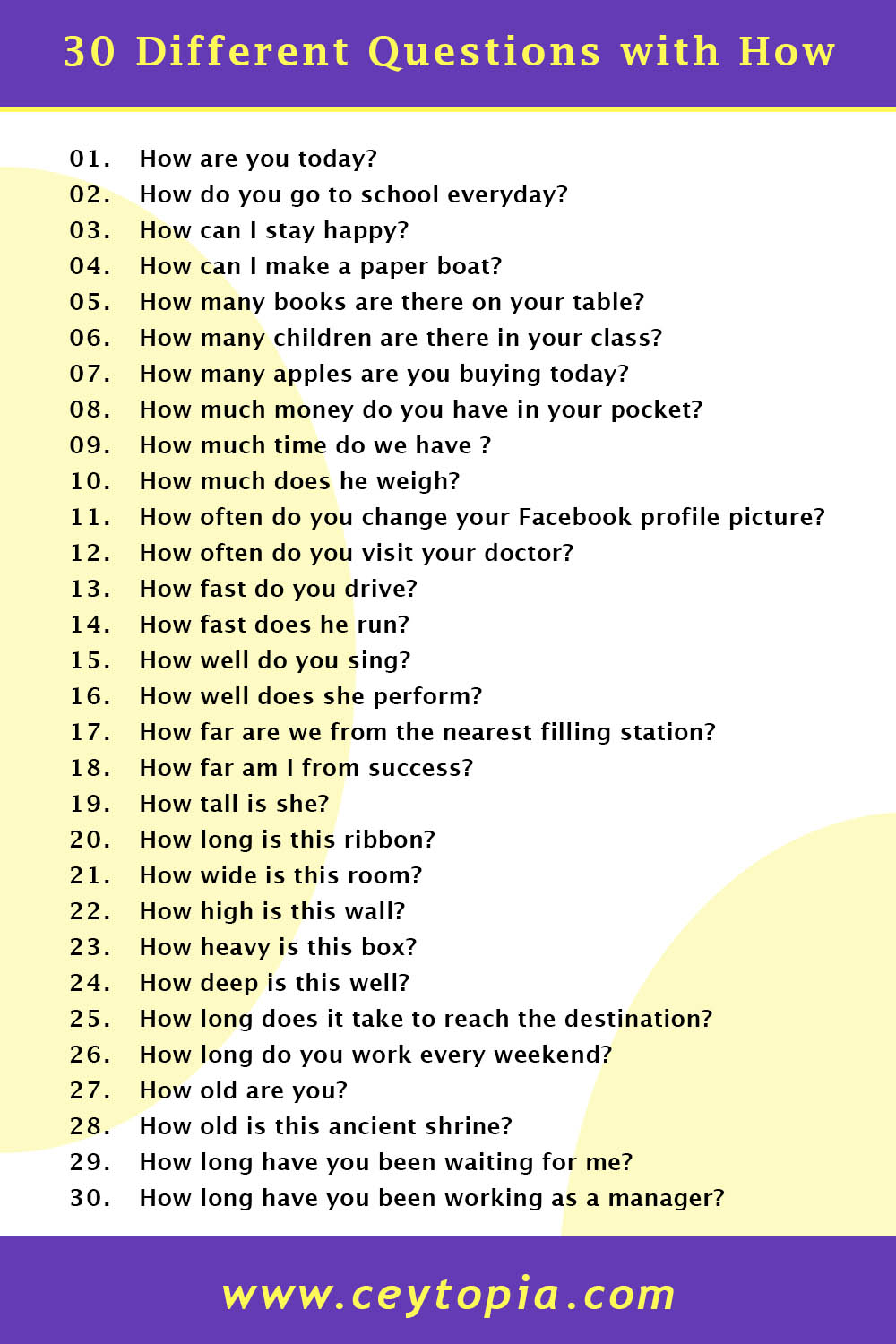 30 Different Questions with How - English Ceytopia